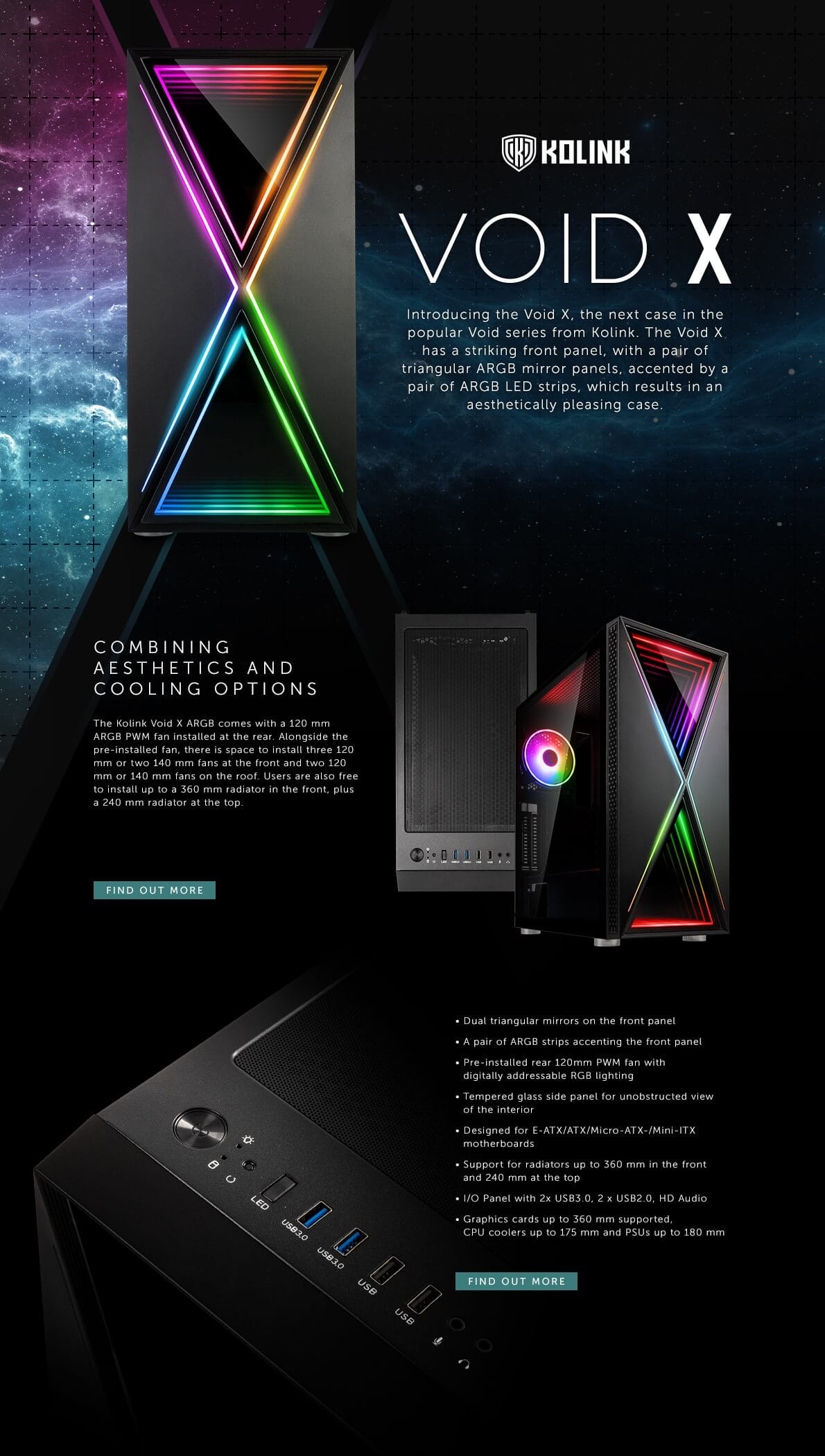 Kolink, ARGB Ön Panelli Void X Kasasını Piyasaya Sürdü